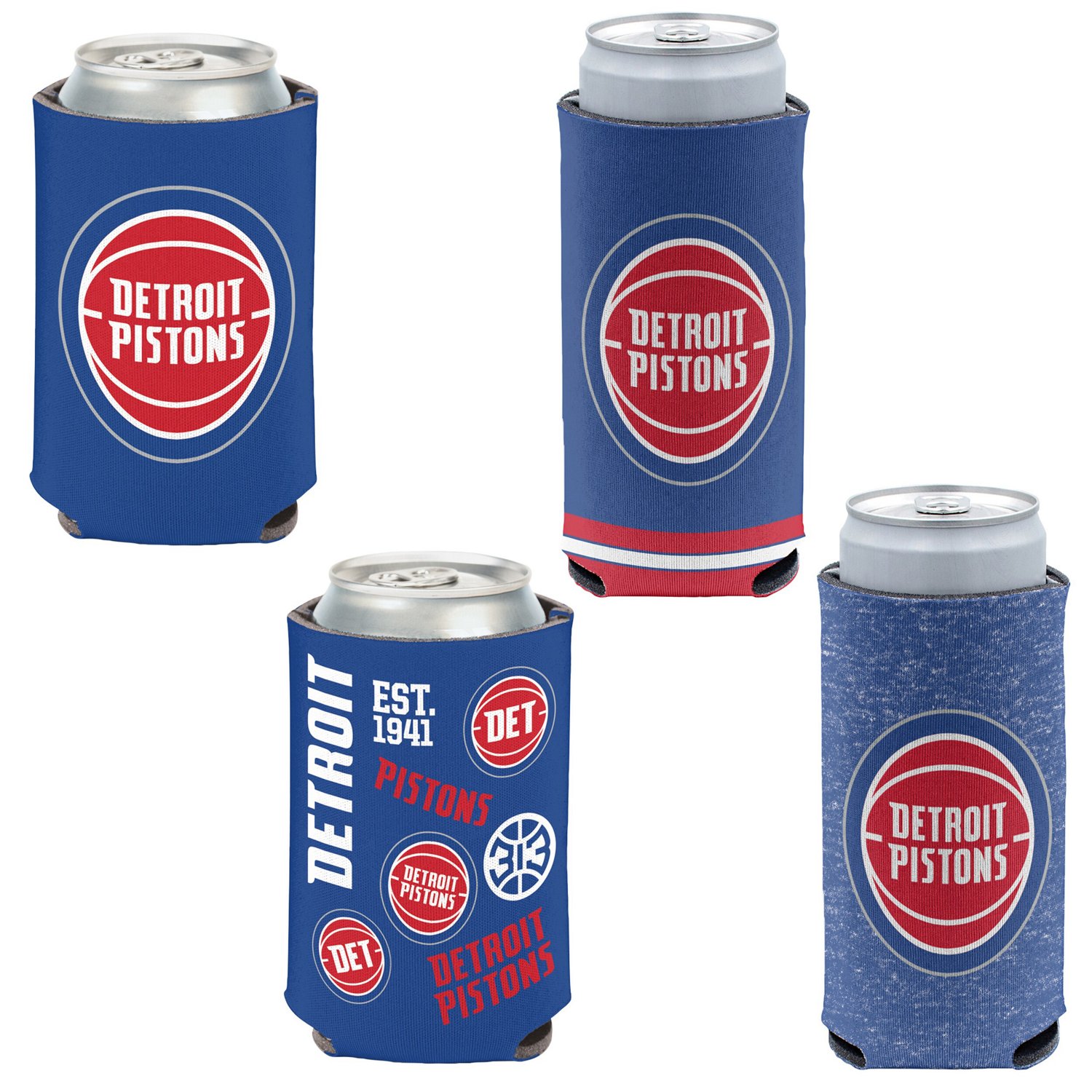 WinCraft Detroit Pistons 4-Pack 12oz Can Slim Can Cooler Set | Academy