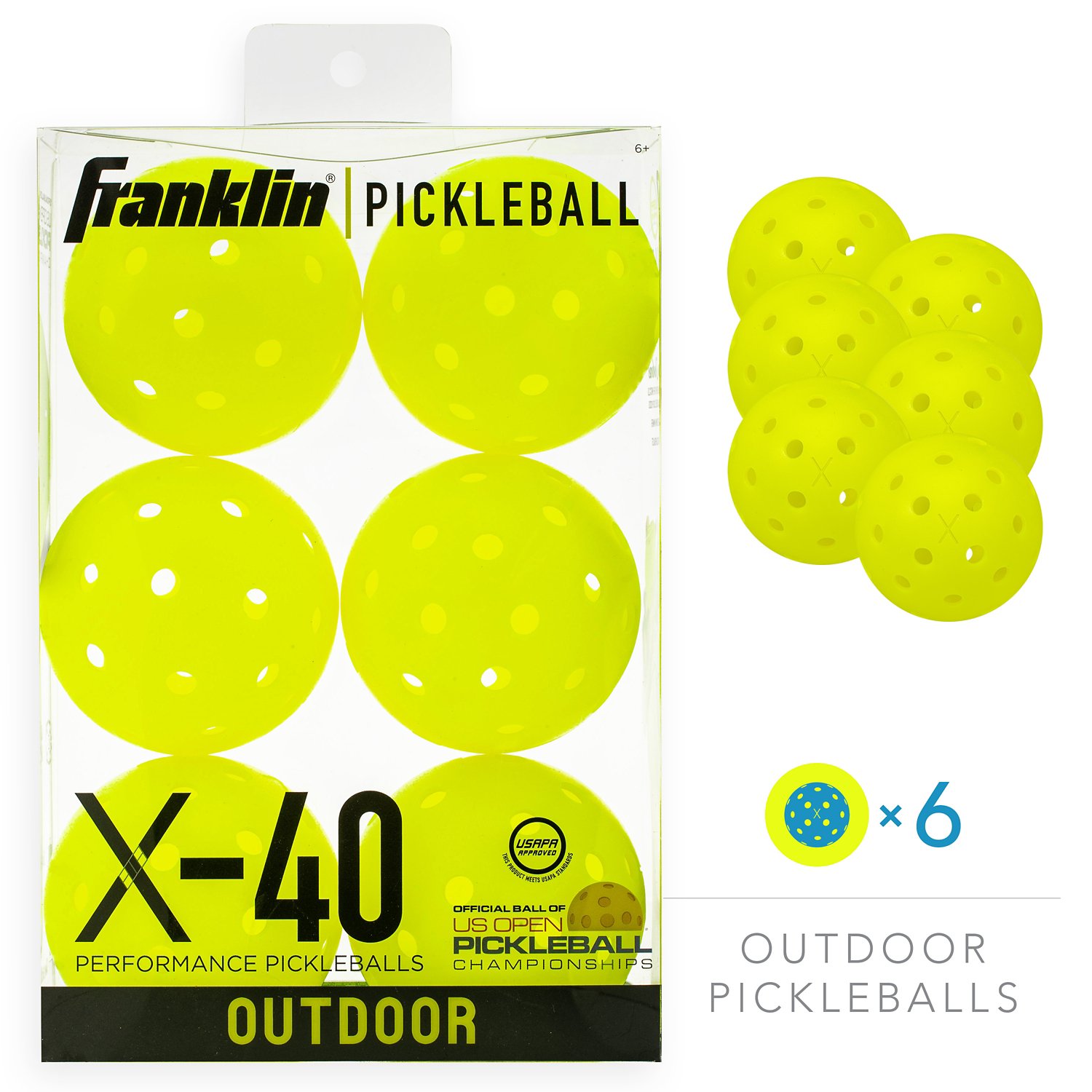 Franklin Sports X-40 Outdoor Pickleballs - 6 Pack | Academy