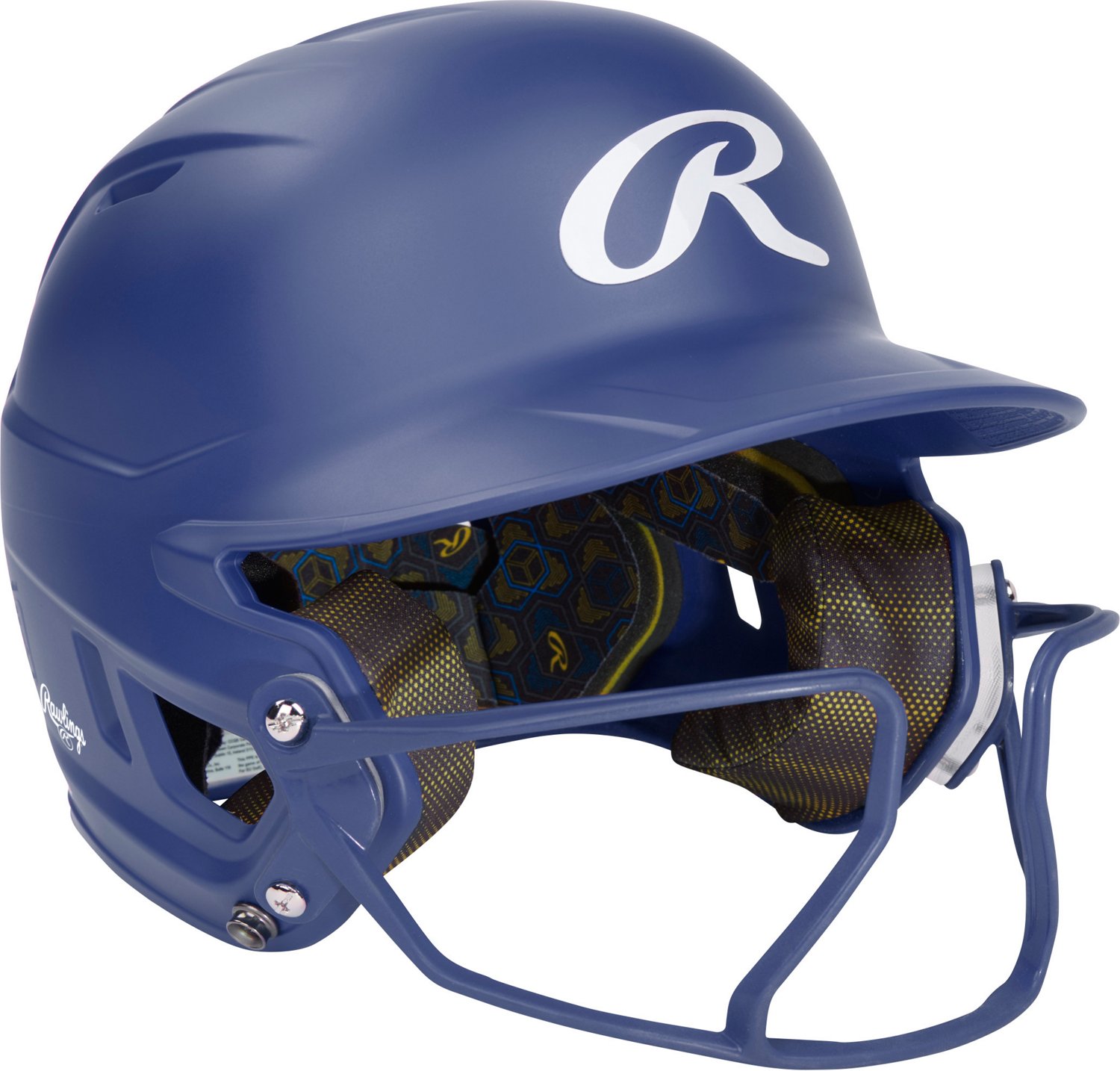 Rawlings Junior Mach Hi-Viz 1-Tone Batting Helmet with Attached Face ...