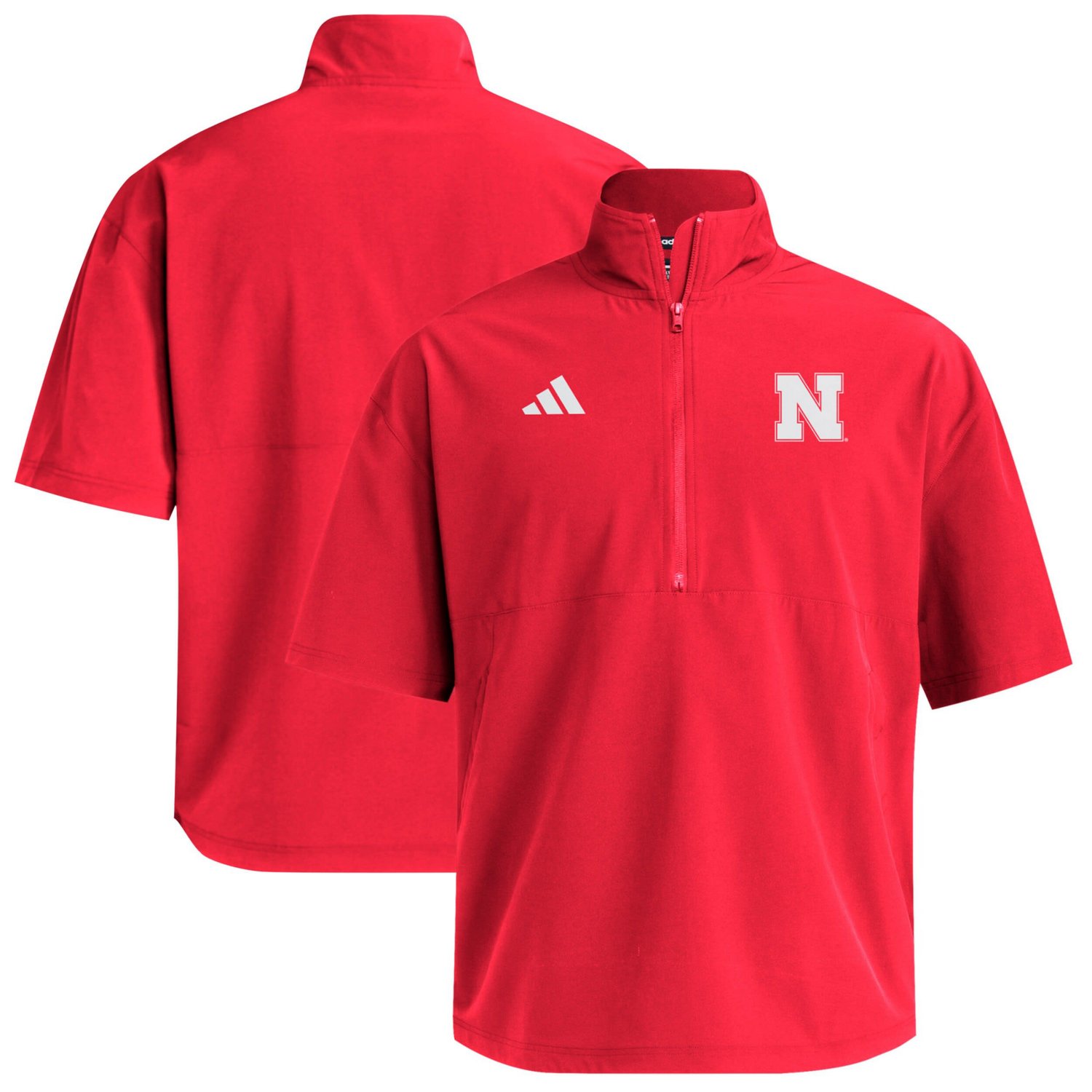 adidas Nebraska Huskers Woven Quarter-Zip Short Sleeve Pullover | Academy