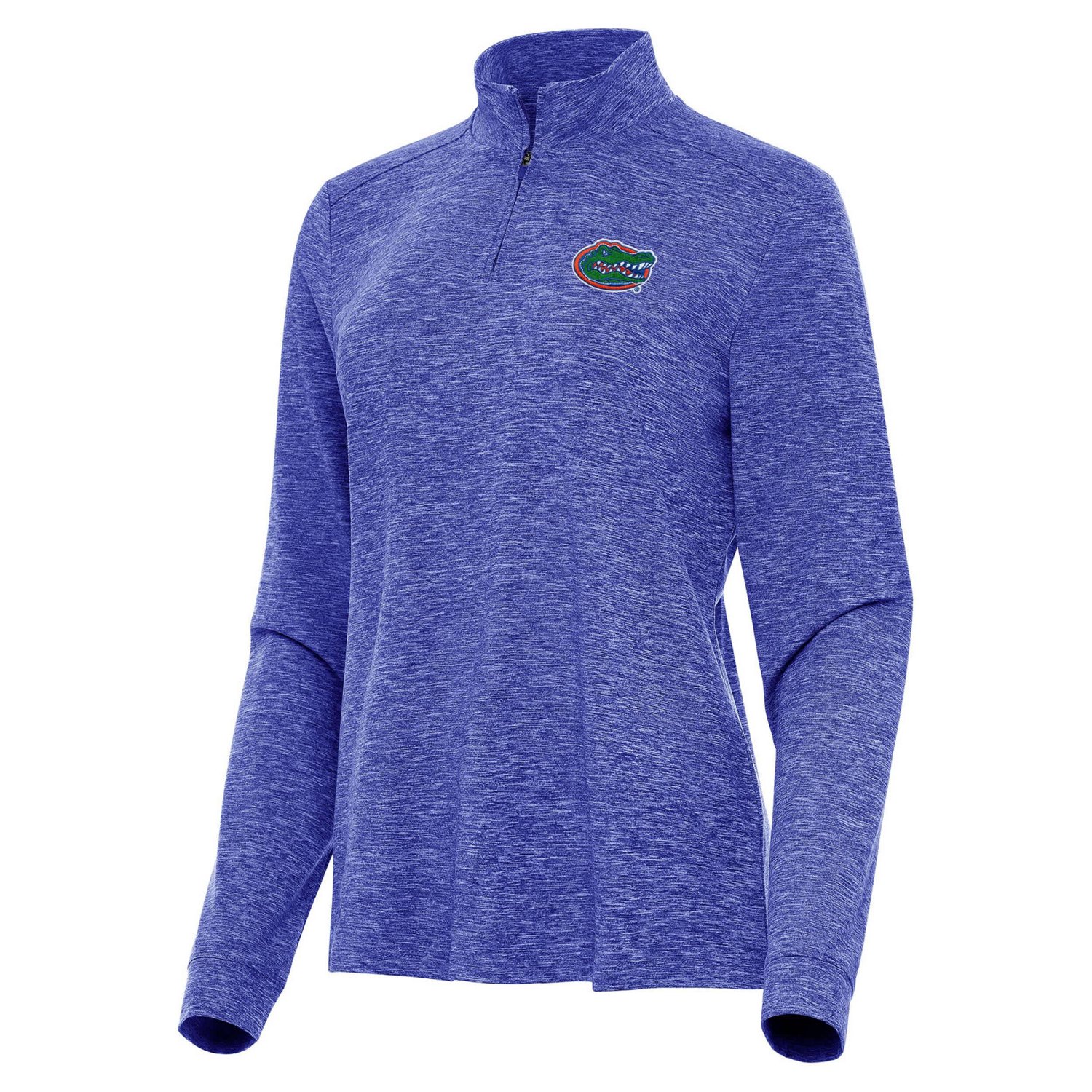 Antigua Heather Florida Gators Mentor Long Sleeve Quarter-Zip Mock Polo ...