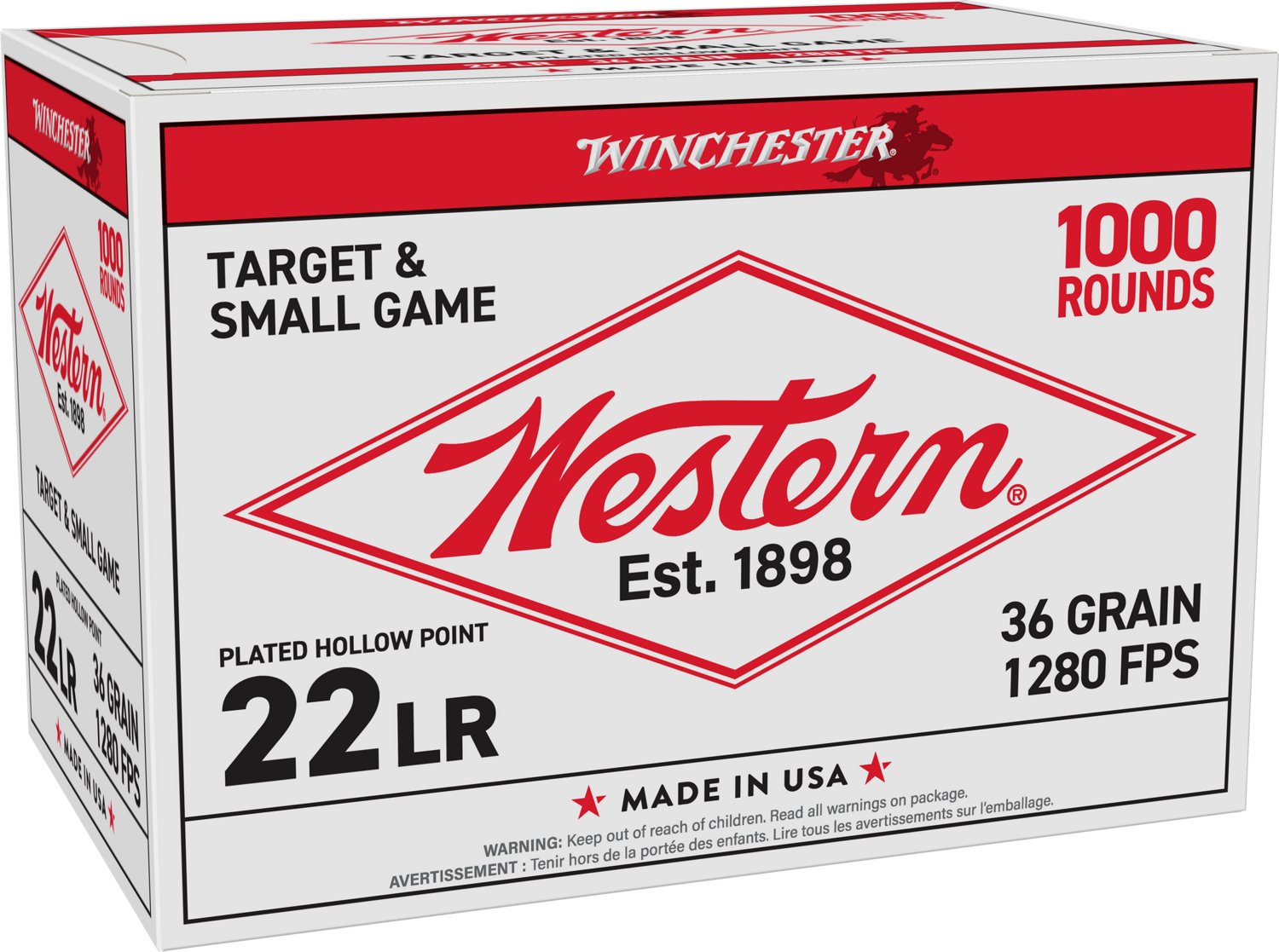 Winchester Western 22 LR 36 Grain Rimfire Ammo - 1,000 Rounds | Academy