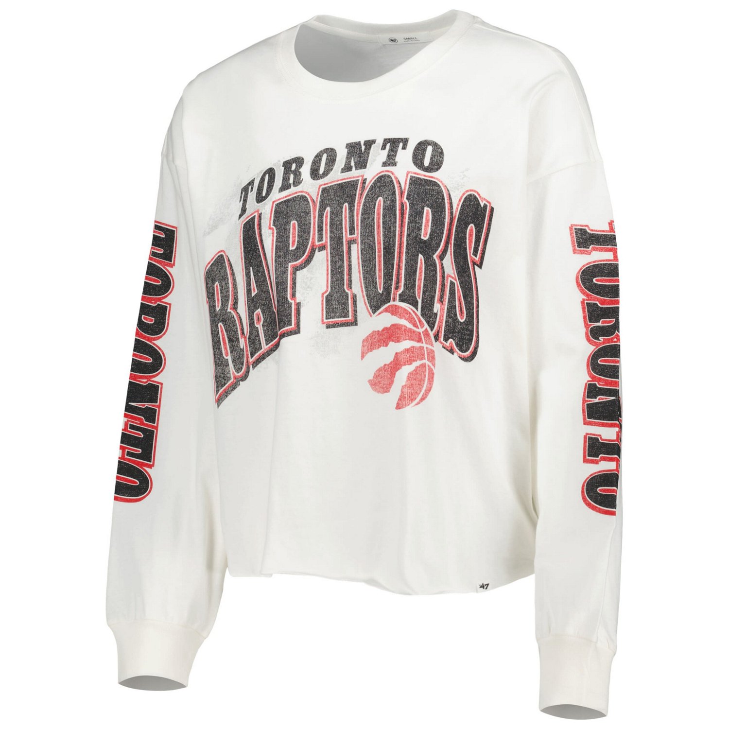'47 Toronto Raptors Parkway Brush Back Long Sleeve Cropped T-Shirt ...