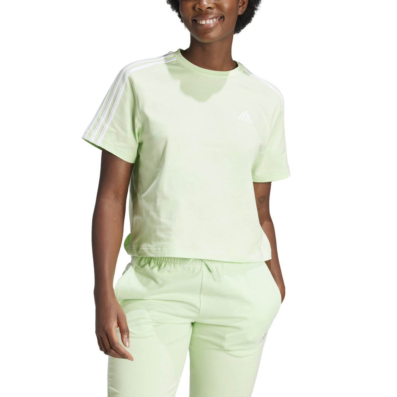 adidas Women's 3 Stripe Crop Top | Free Shipping at Academy