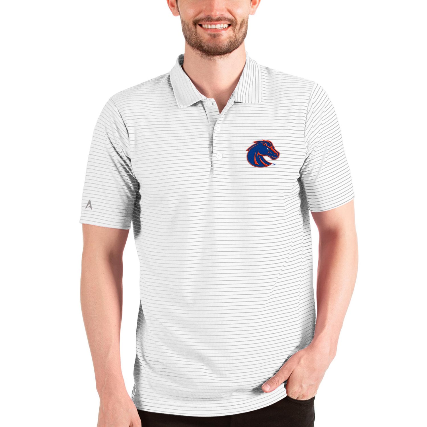 Antigua Heathered /White Boise State Broncos Esteem Polo | Academy
