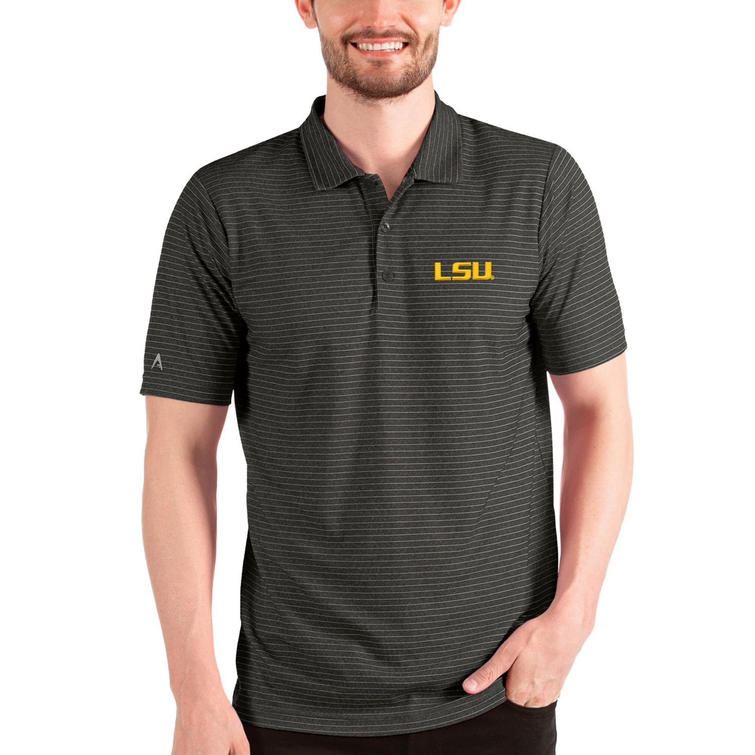 Antigua Heathered /White LSU Tigers Esteem Polo | Academy