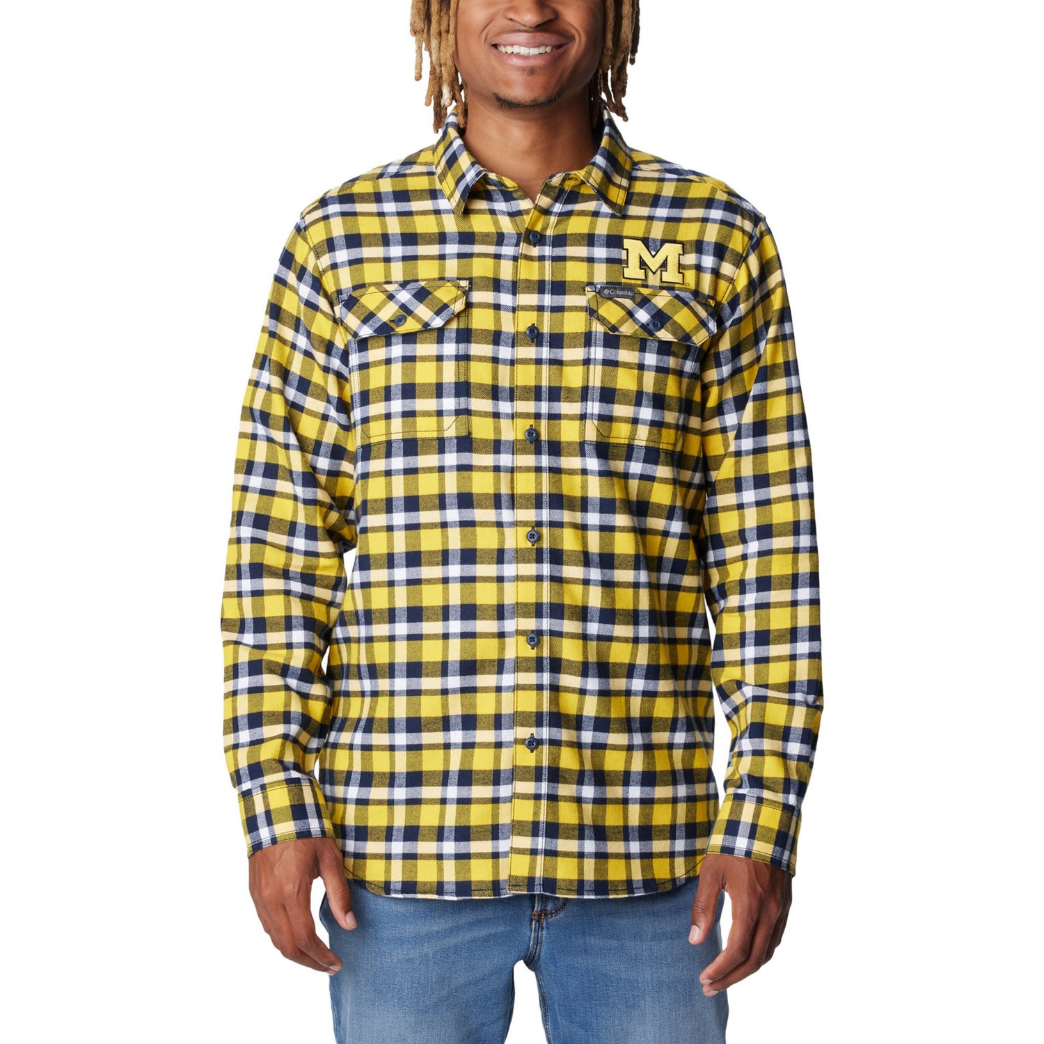 Columbia Michigan Wolverines Flare Gun Flannel Long Sleeve Shirt | Academy