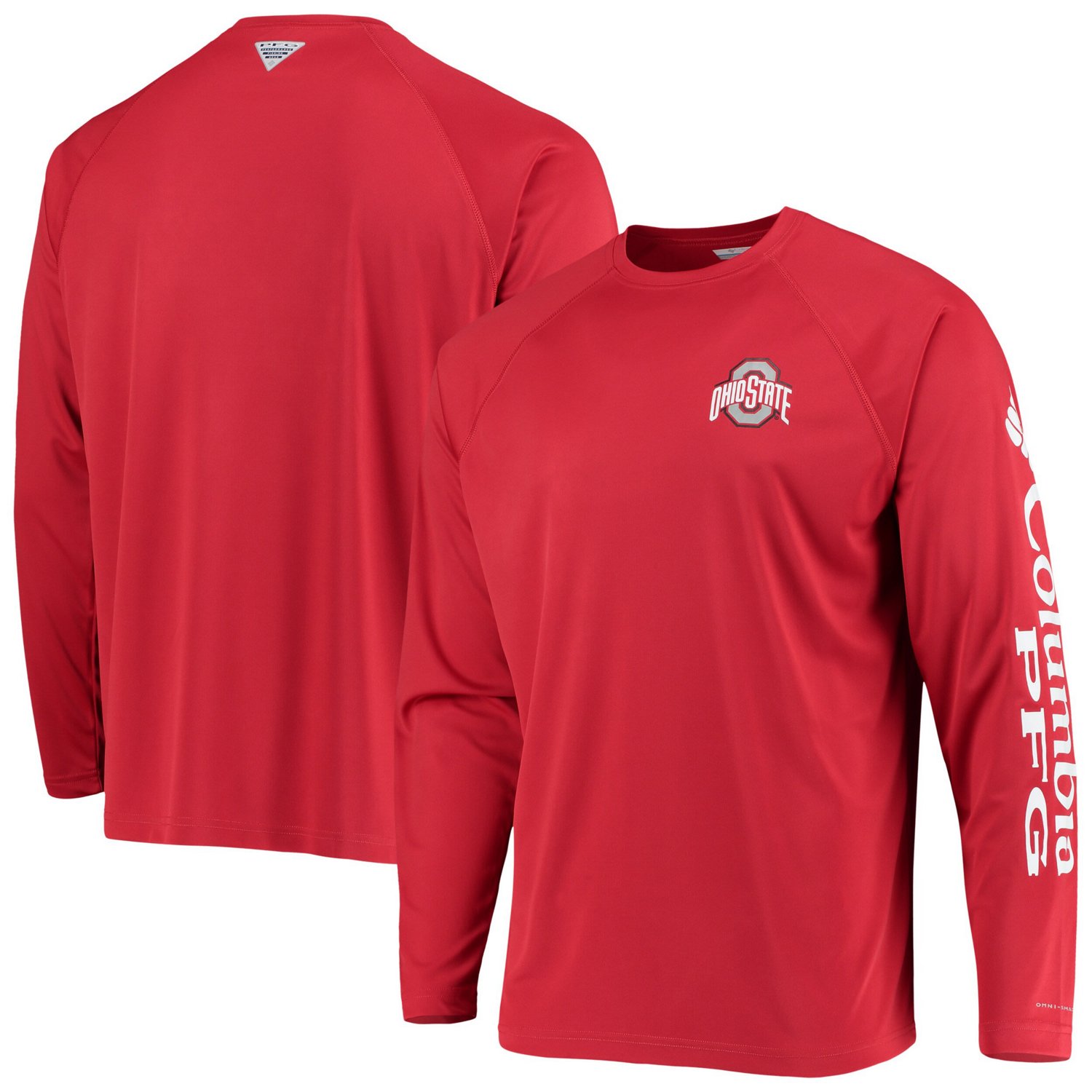 Columbia Ohio State Buckeyes Terminal Tackle Omni-Shade Raglan Long ...