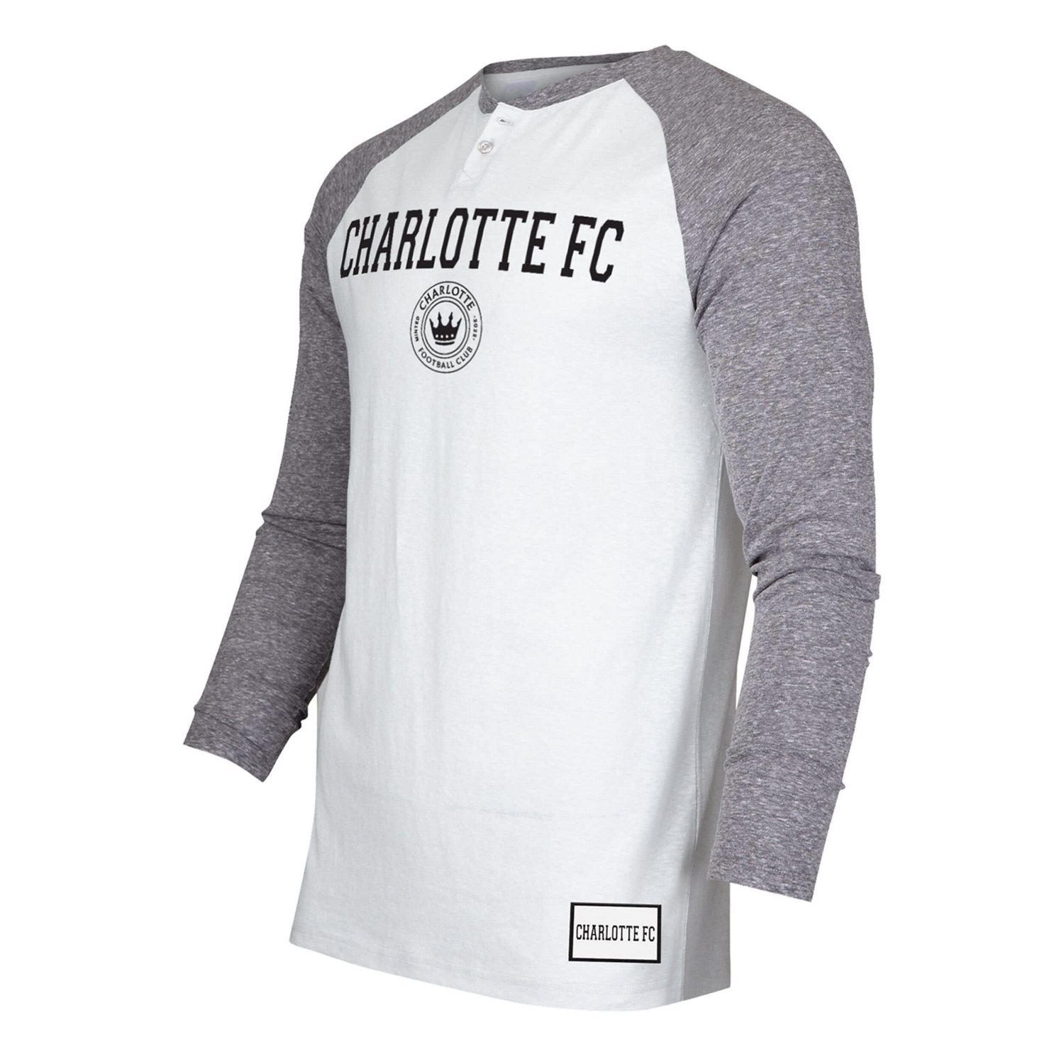 Concepts Sport /Charcoal Charlotte FC Concord Henley Raglan Long Sleeve ...