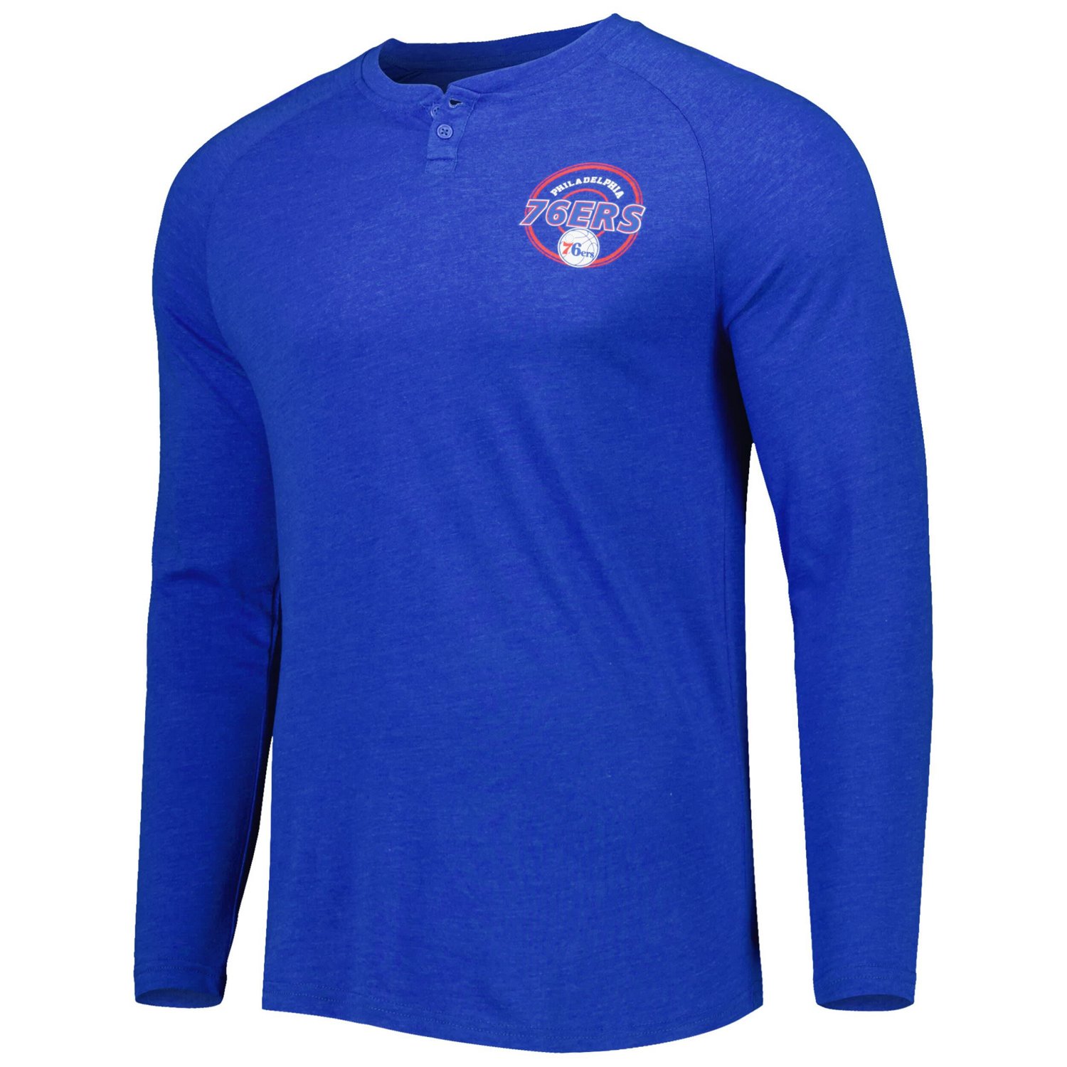 Concepts Sport Heathered Philadelphia 76ers Left Chest Henley Raglan ...