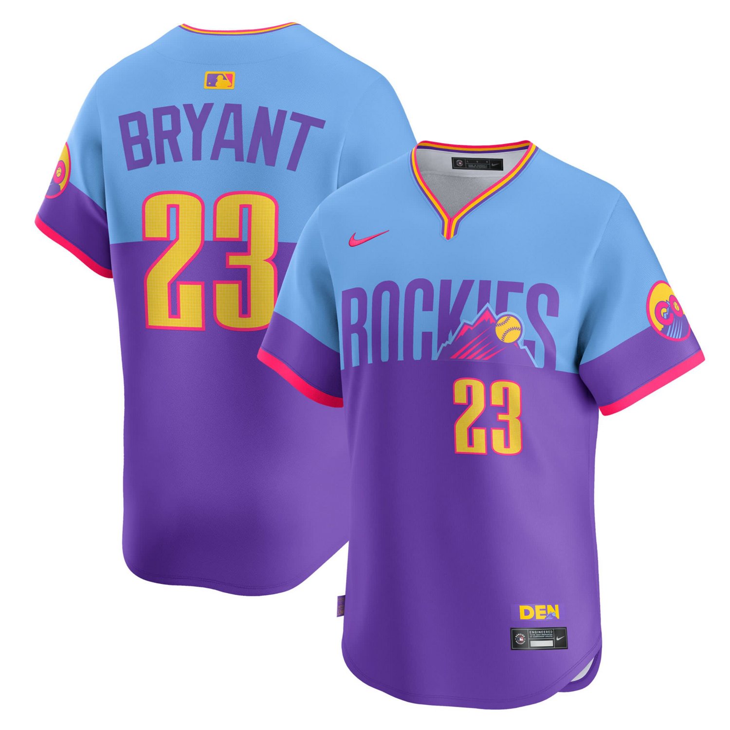 Men's Nike Kris Bryant Purple/Light Blue Colorado Rockies 2025 City Connect Limited Player ...