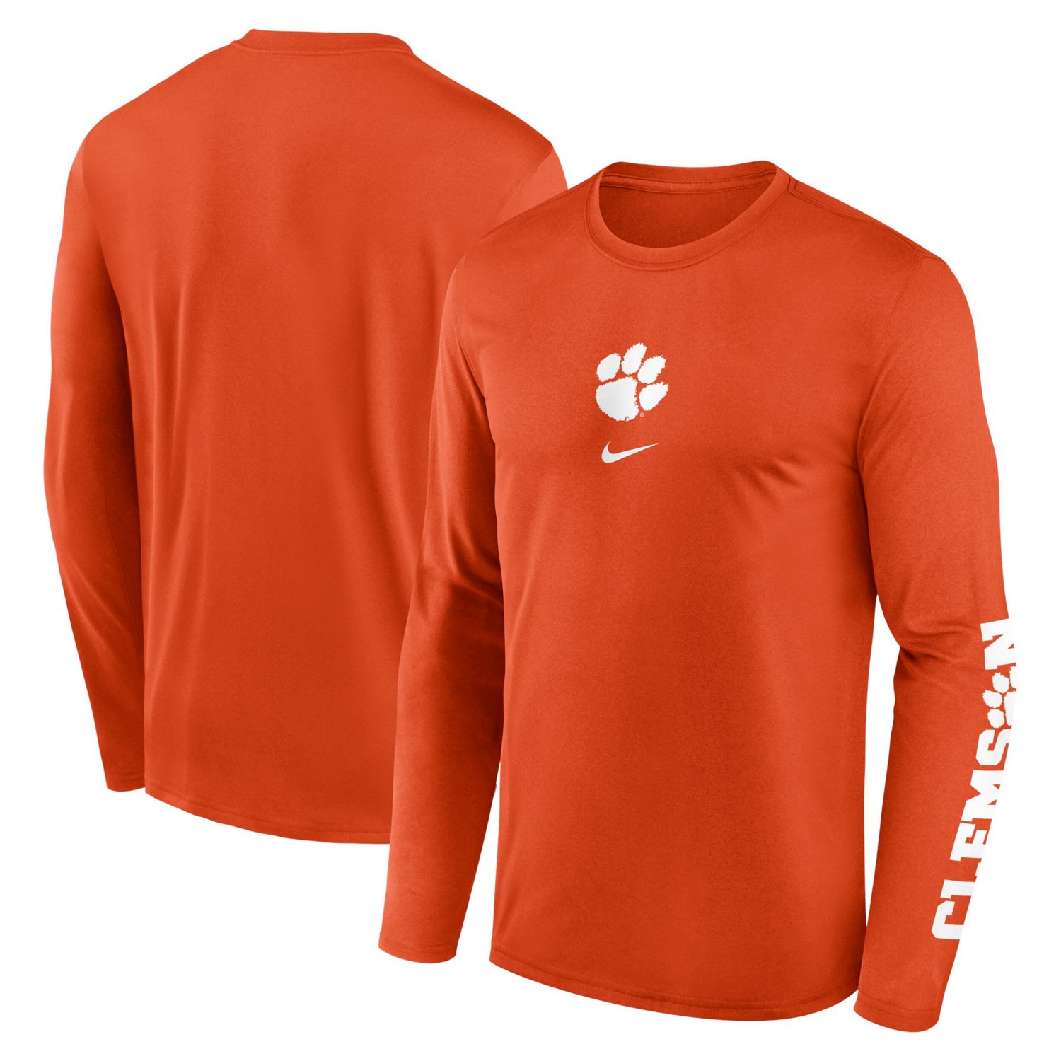 Nike Clemson Tigers Primetime Center Lockup Two-Hit Legend Long Sleeve ...