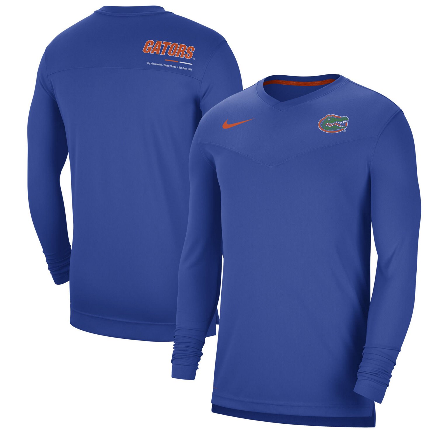 Nike Florida Gators 2022 Coach Performance Long Sleeve V-Neck T-Shirt ...