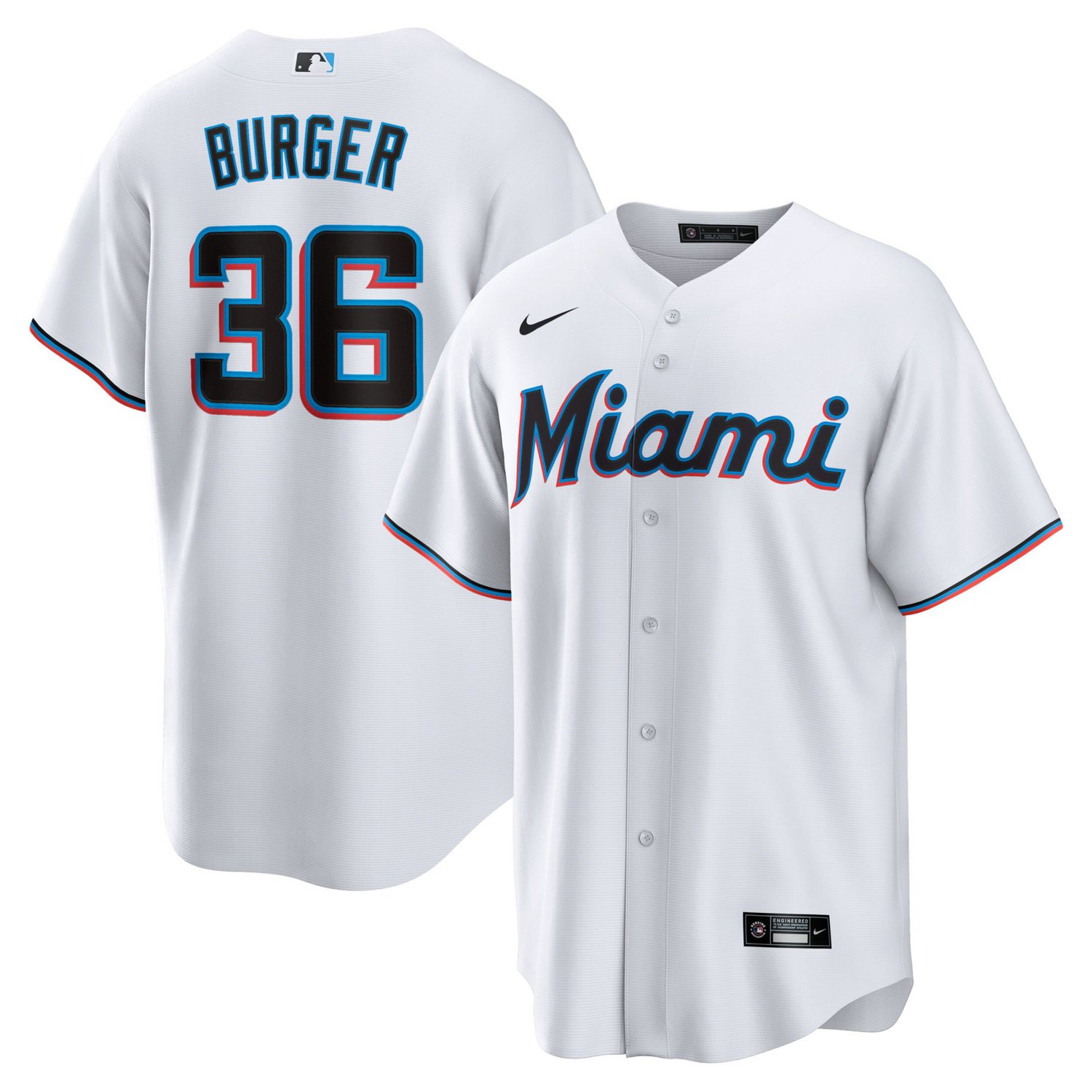 Nike Jake Burger Miami Marlins Home Replica Team Jersey | Academy