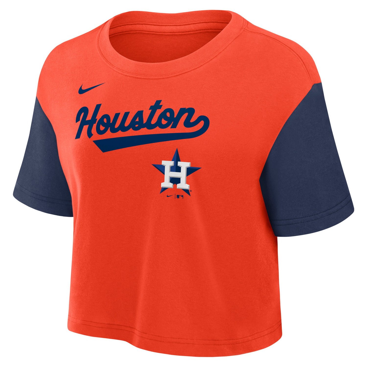 Nike Navy Houston Astros Script Cropped Performance T-Shirt | Academy