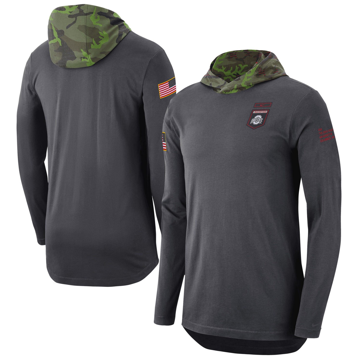 Nike Ohio State Buckeyes Military Long Sleeve Hoodie T-Shirt | Academy