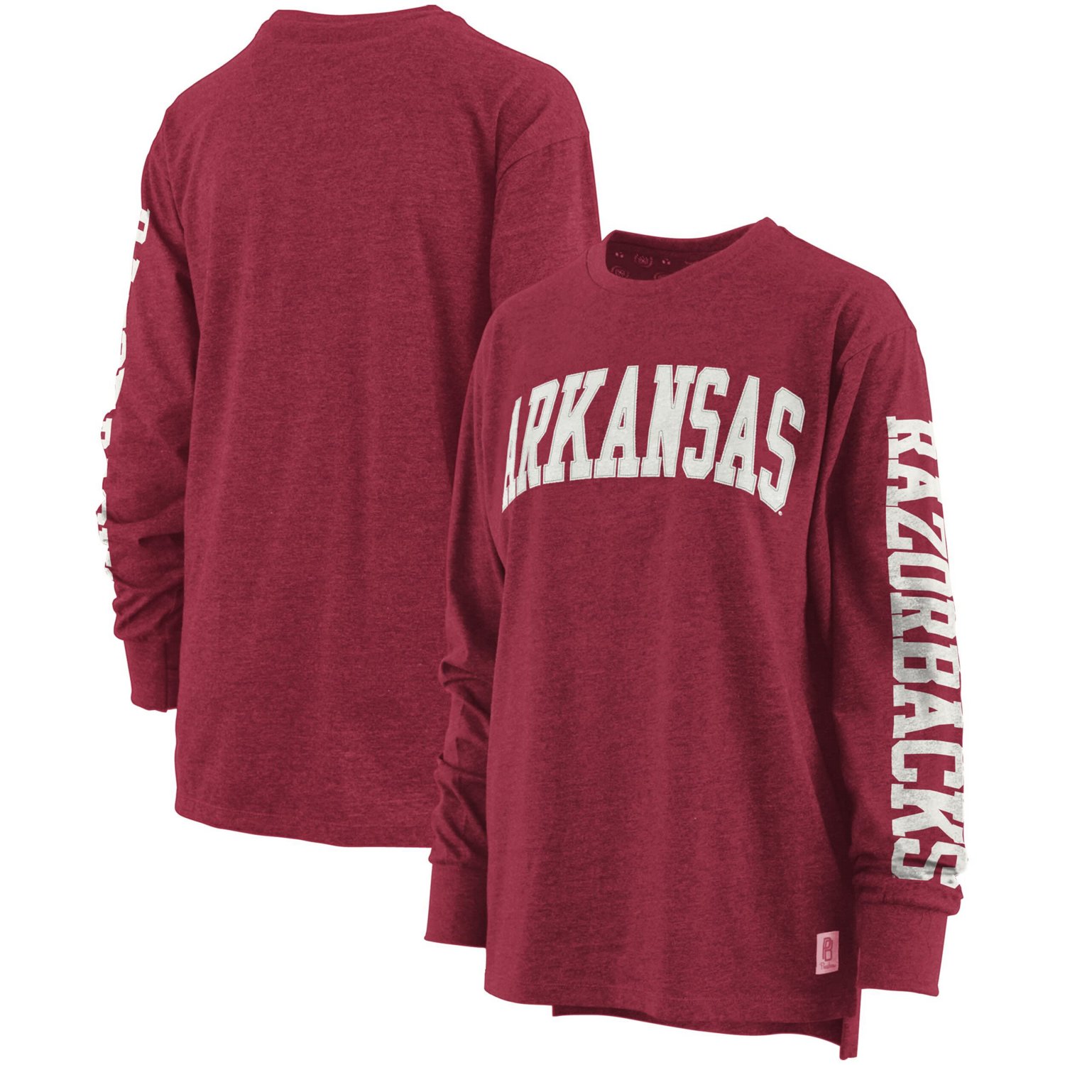 Pressbox Heathered Arkansas Razorbacks Two-Hit Canyon Long Sleeve T ...