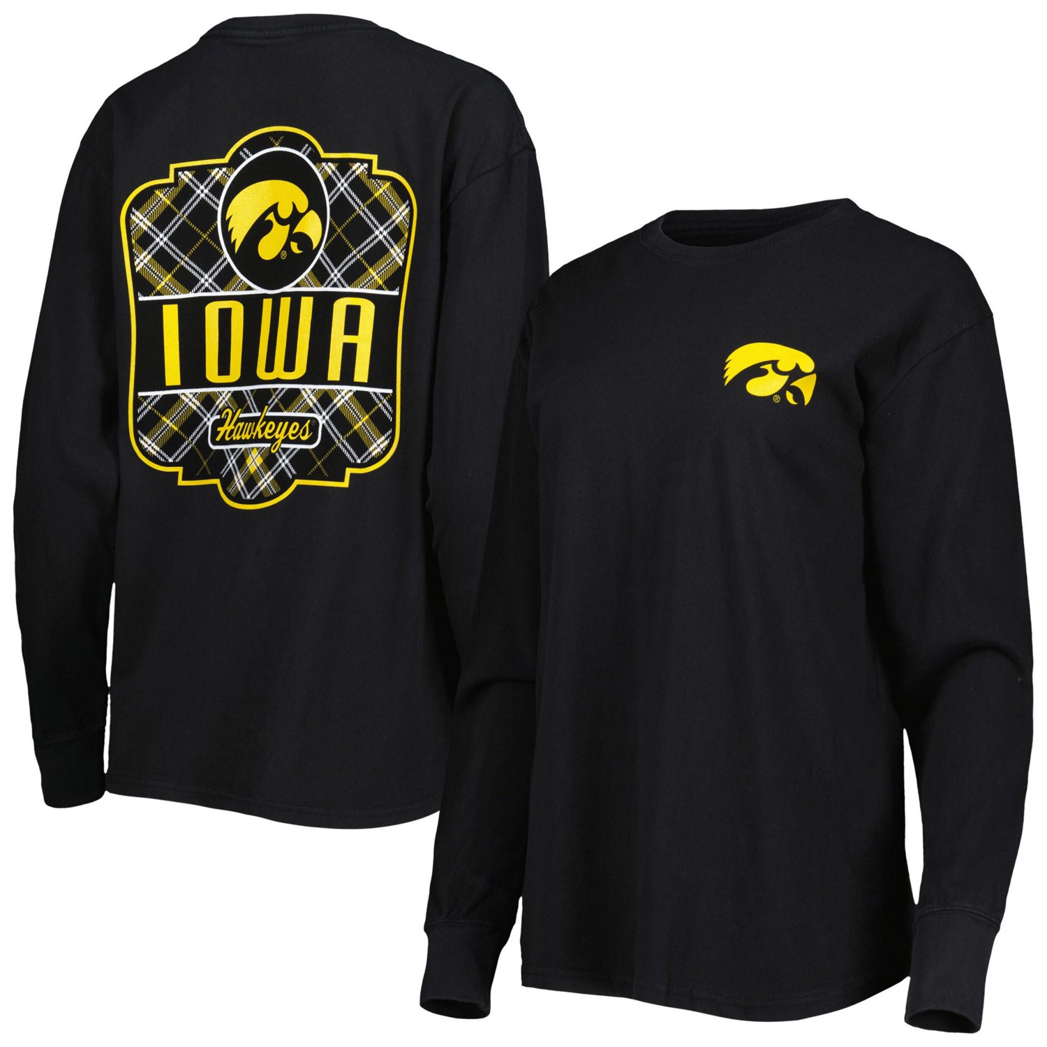 Pressbox Iowa Hawkeyes Valencia Plaid 2-Hit Long Sleeve T-Shirt | Academy