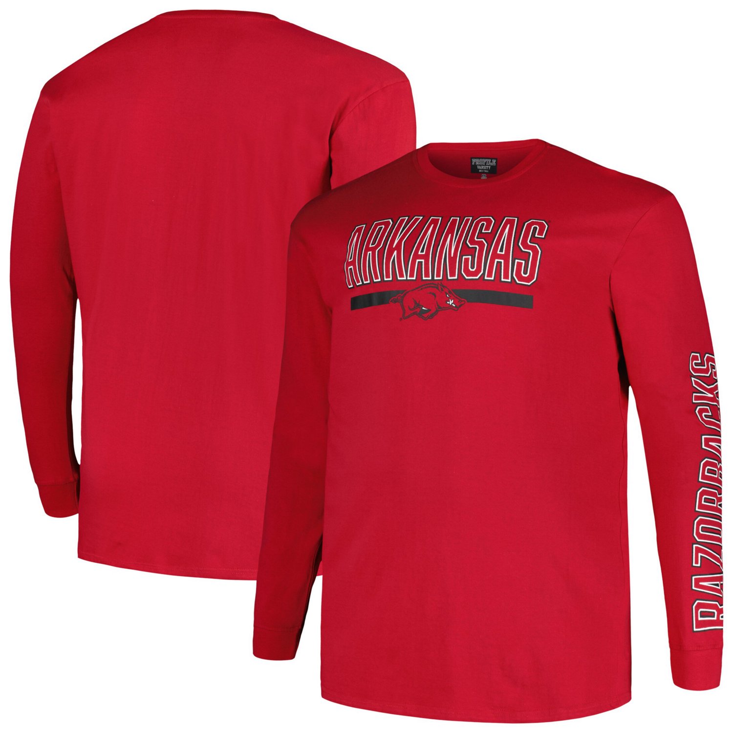 Profile Arkansas Razorbacks Big Tall Two-Hit Graphic Long Sleeve T ...