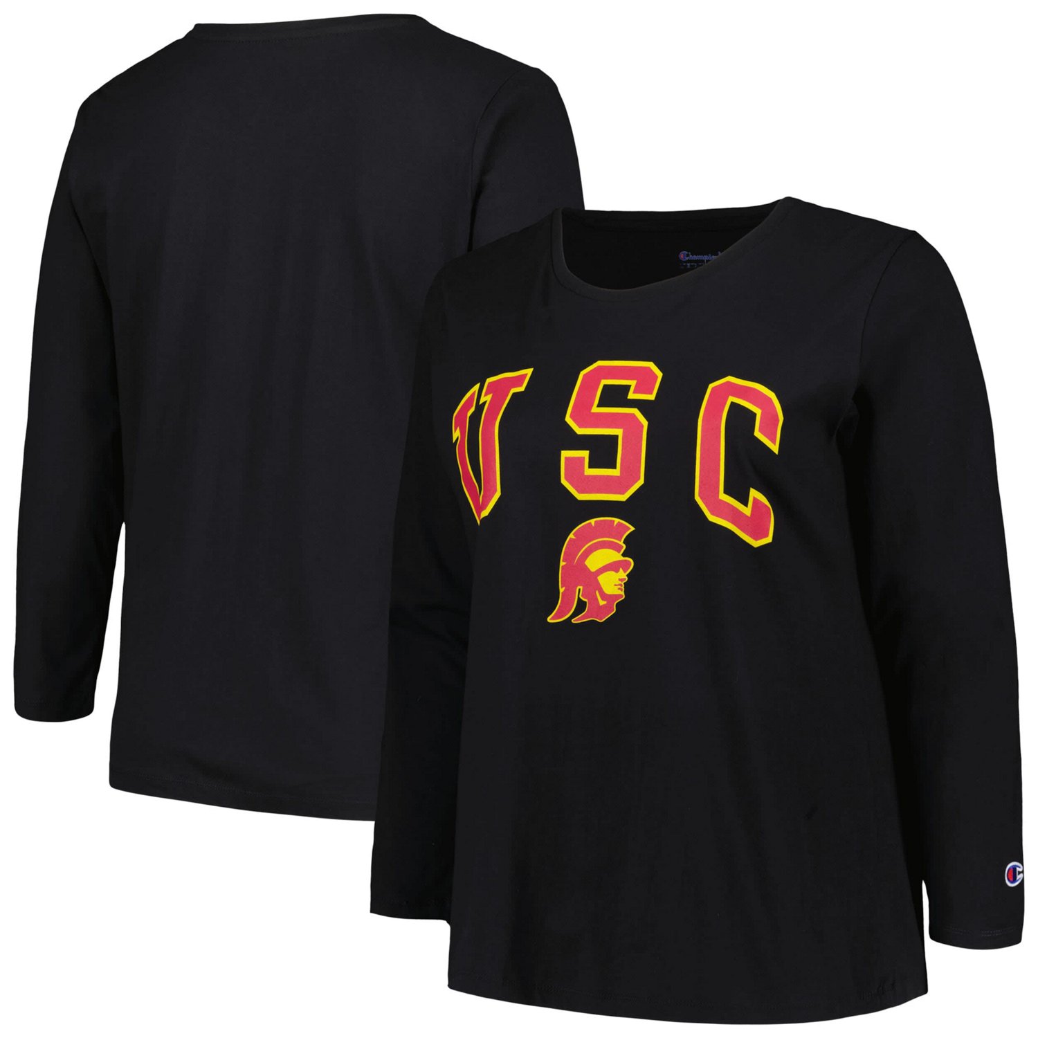 Profile USC Trojans Plus Size Arch Over Logo Scoop Neck Long Sleeve T-Shirt | Academy