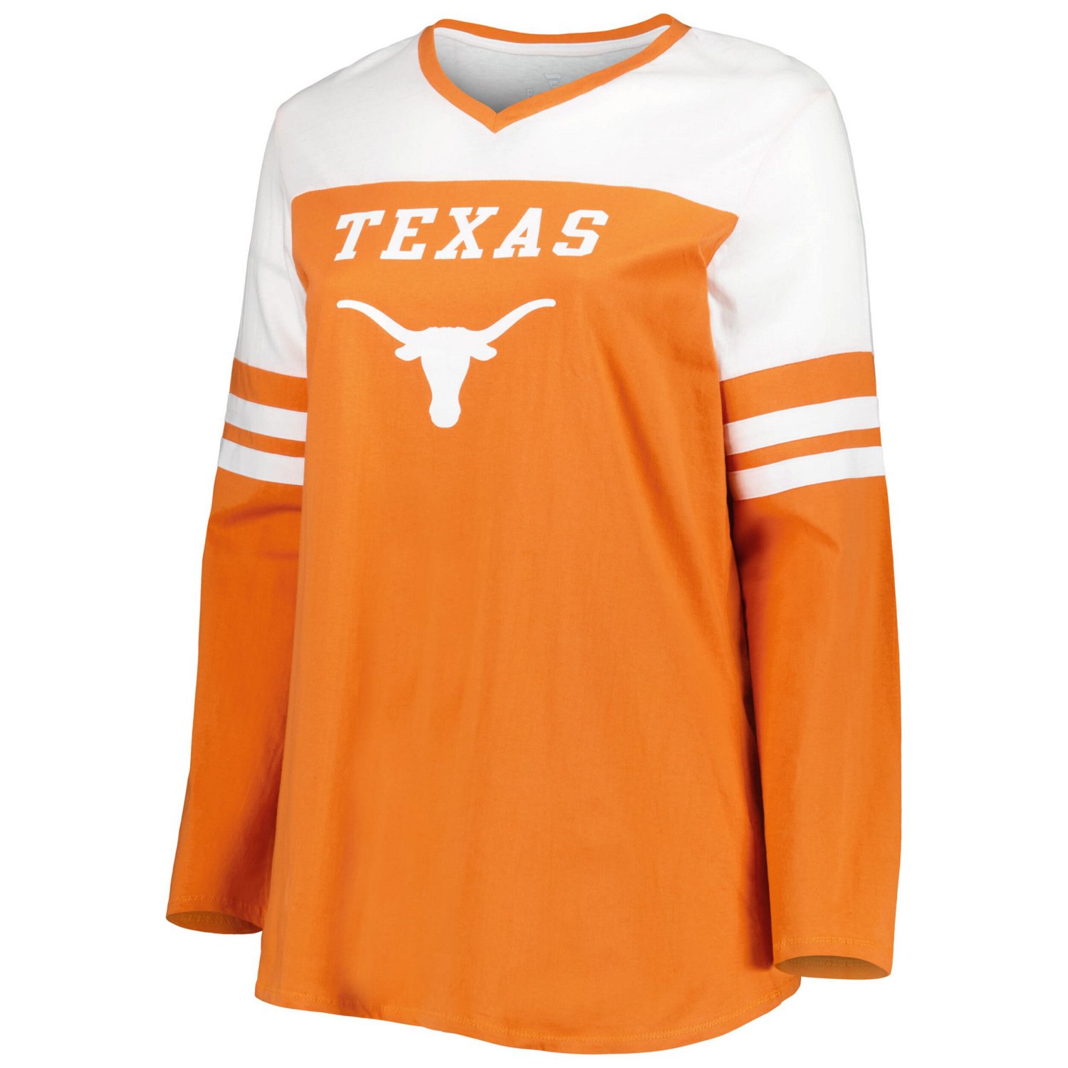 Texas Texas Longhorns Plus Size Long Sleeve Stripe V-Neck T-Shirt | Academy