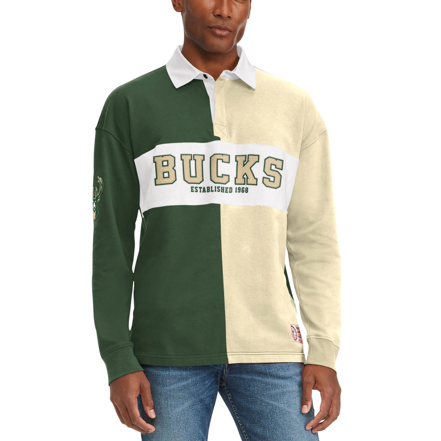 Tommy Jeans /Cream Milwaukee Bucks Ronnie Rugby Long Sleeve T-Shirt ...