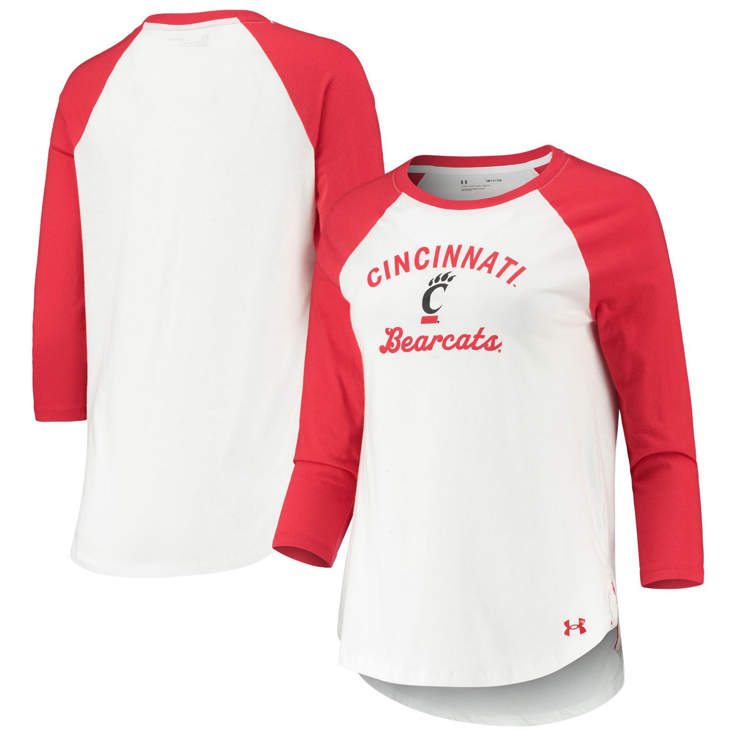 Under Armour /Red Cincinnati Bearcats Baseball Raglan 3/4 Sleeve T ...
