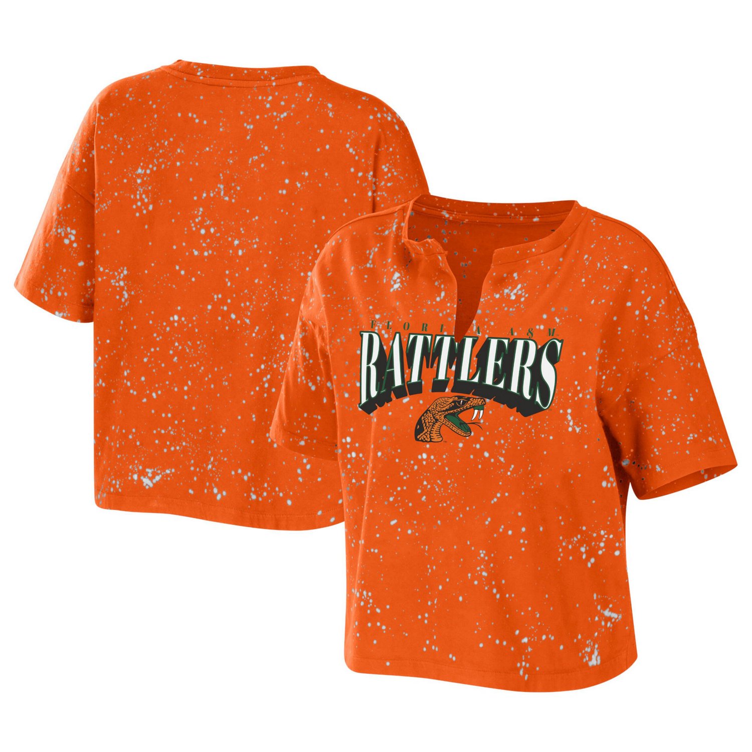 WEAR by Erin Andrews Florida AM Rattlers Bleach Wash Splatter Cropped ...