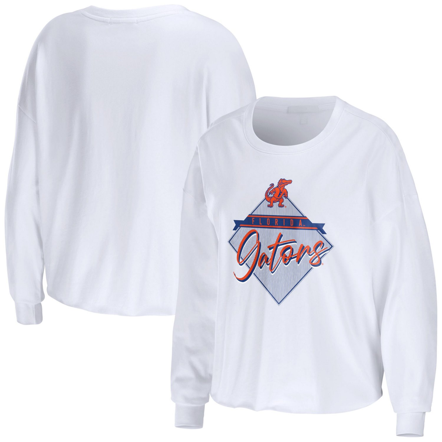 WEAR by Erin Andrews Florida Gators Diamond Long Sleeve Cropped T-Shirt ...