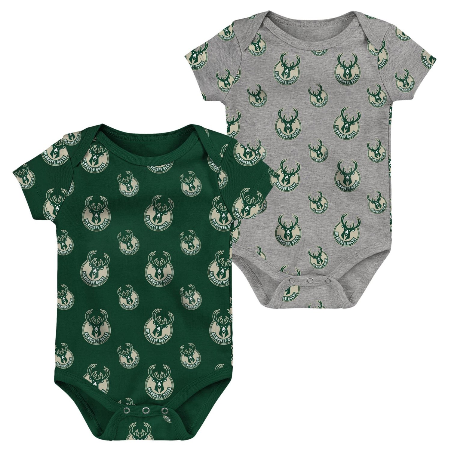 Infant Hunter Gray Milwaukee Bucks Two-Pack Double Up Bodysuit Set ...