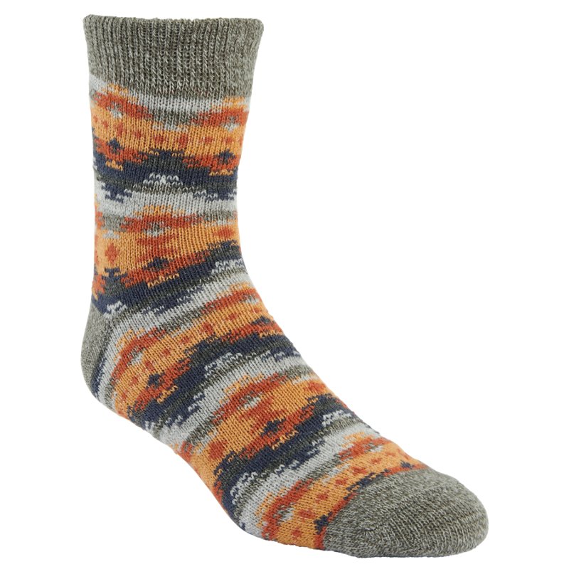 Magellan Men's Tribe Stripes Lodge Crew Socks Blue/Orange, Large ...