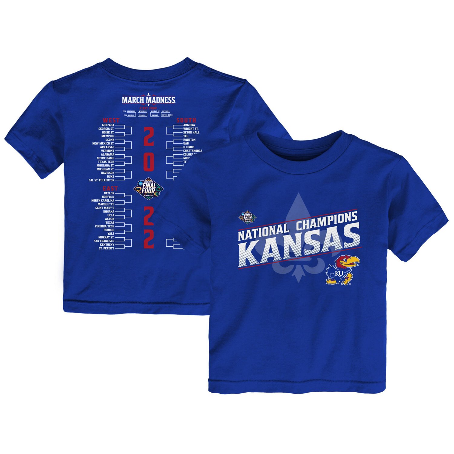 Kansas Jayhawks 2022 NCAA Men's Basketball National Champions Bracket T ...