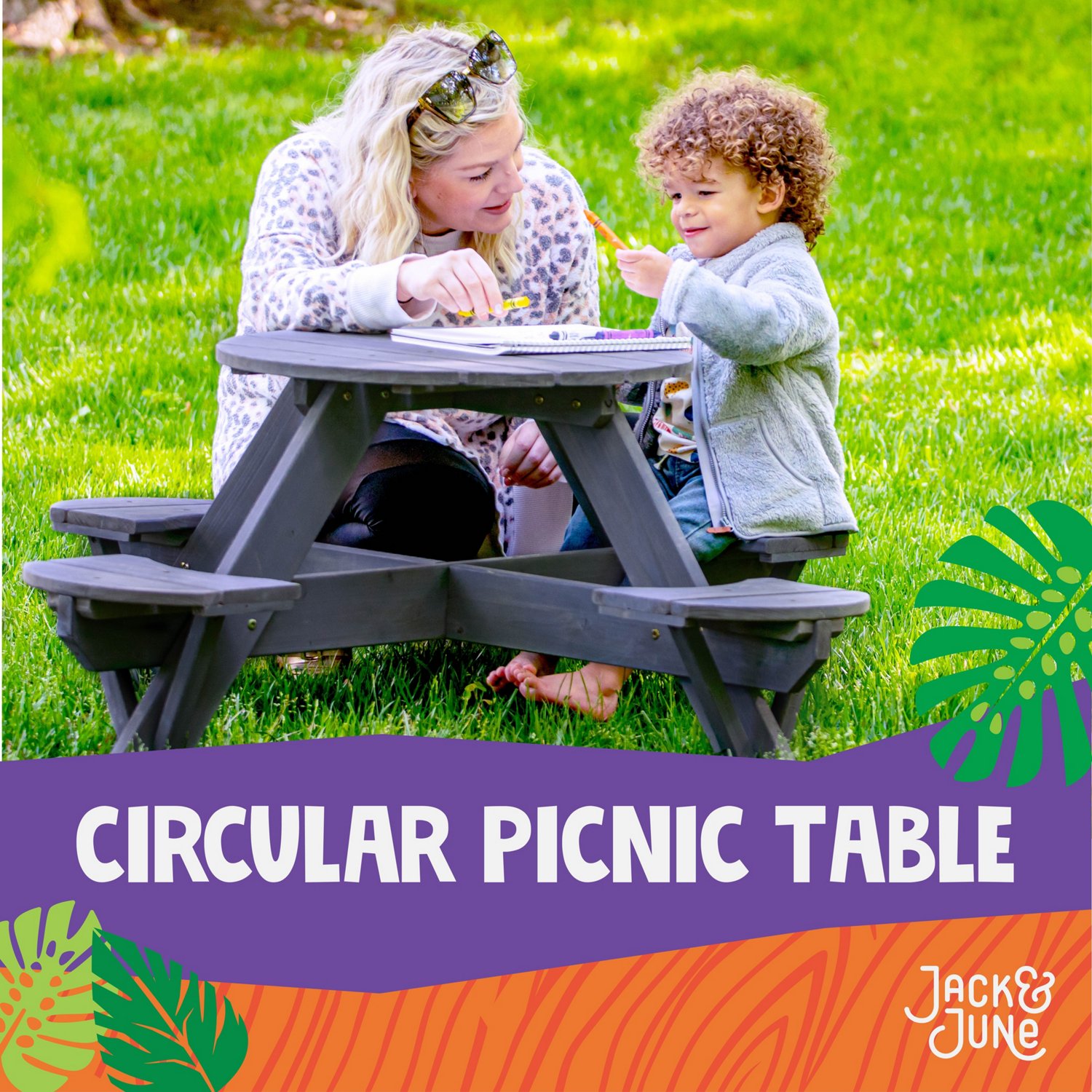 Jack & June Kids' Circular Cedar Picnic Table | Academy