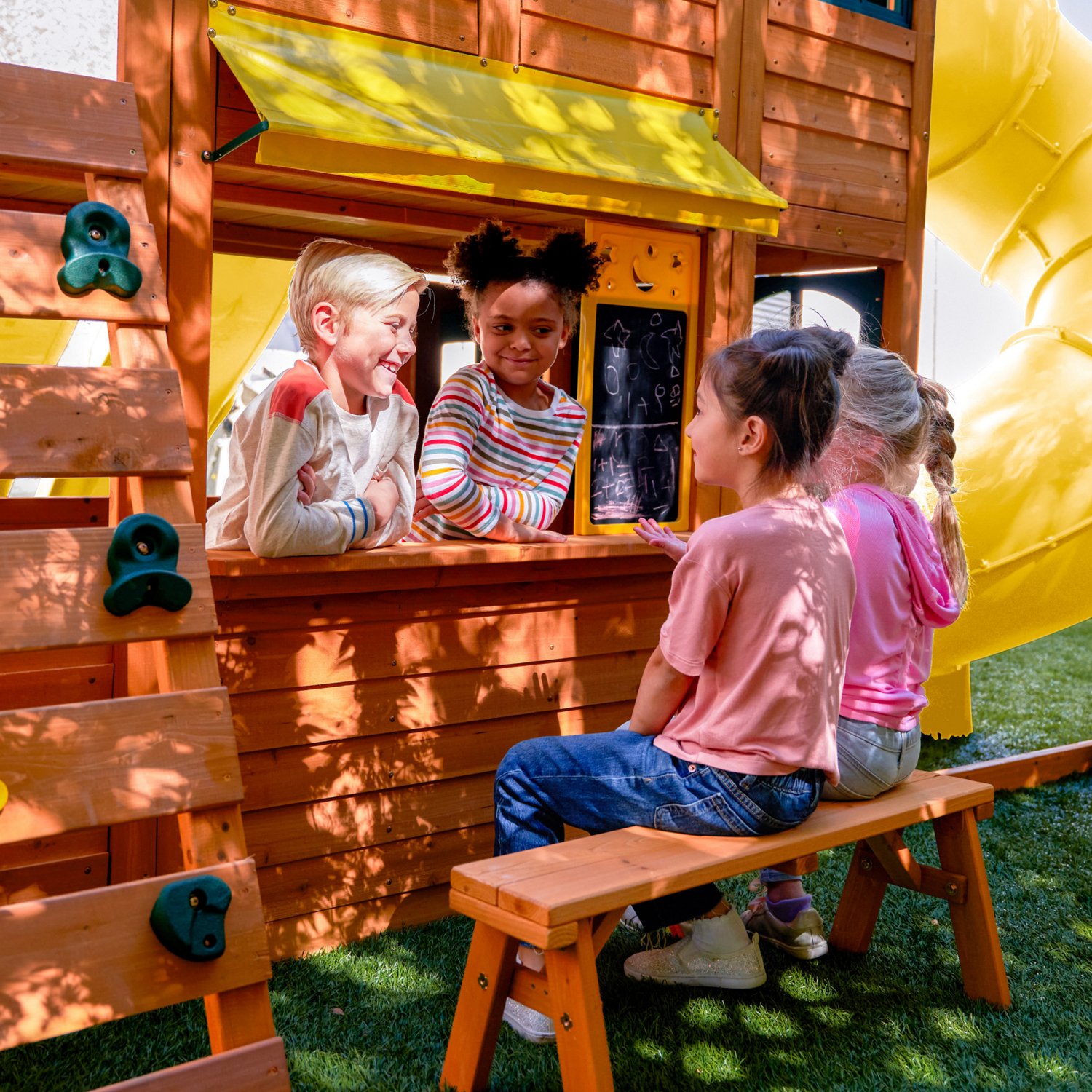 KidKraft Atlas Point Wooden Outdoor Swing Set/Playset | Academy