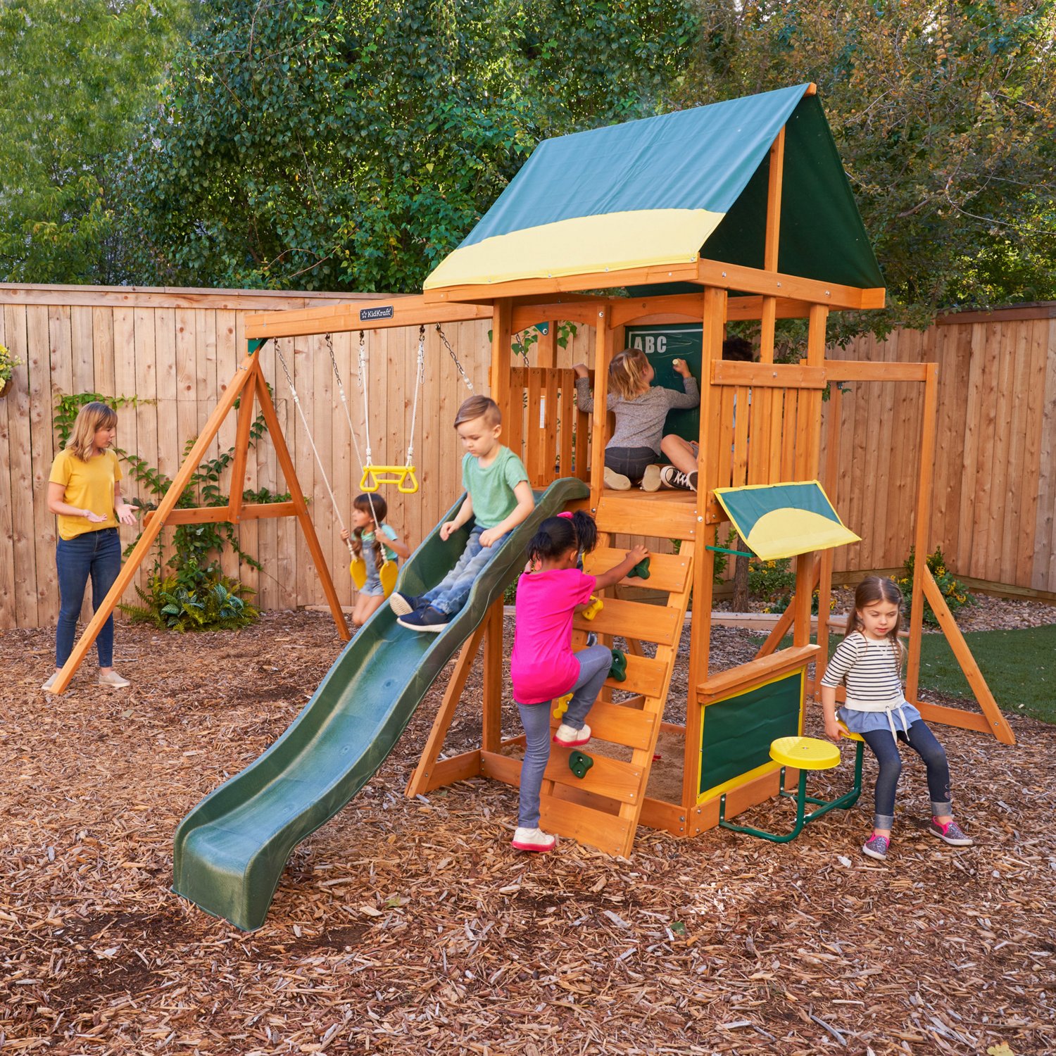 KidKraft Brightside Wooden Swing Set/Playset | Academy