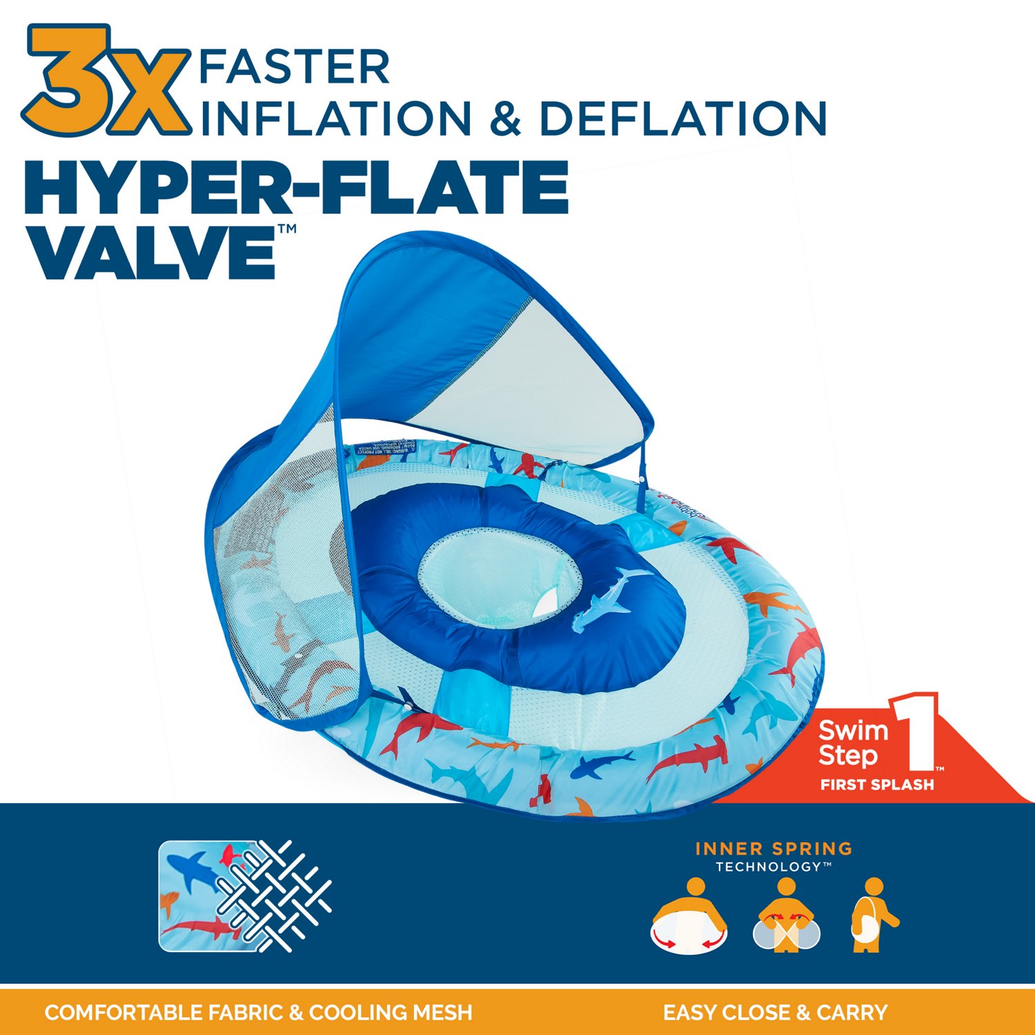 SwimWays Infants' Shark Spring Float Sun Canopy | Academy