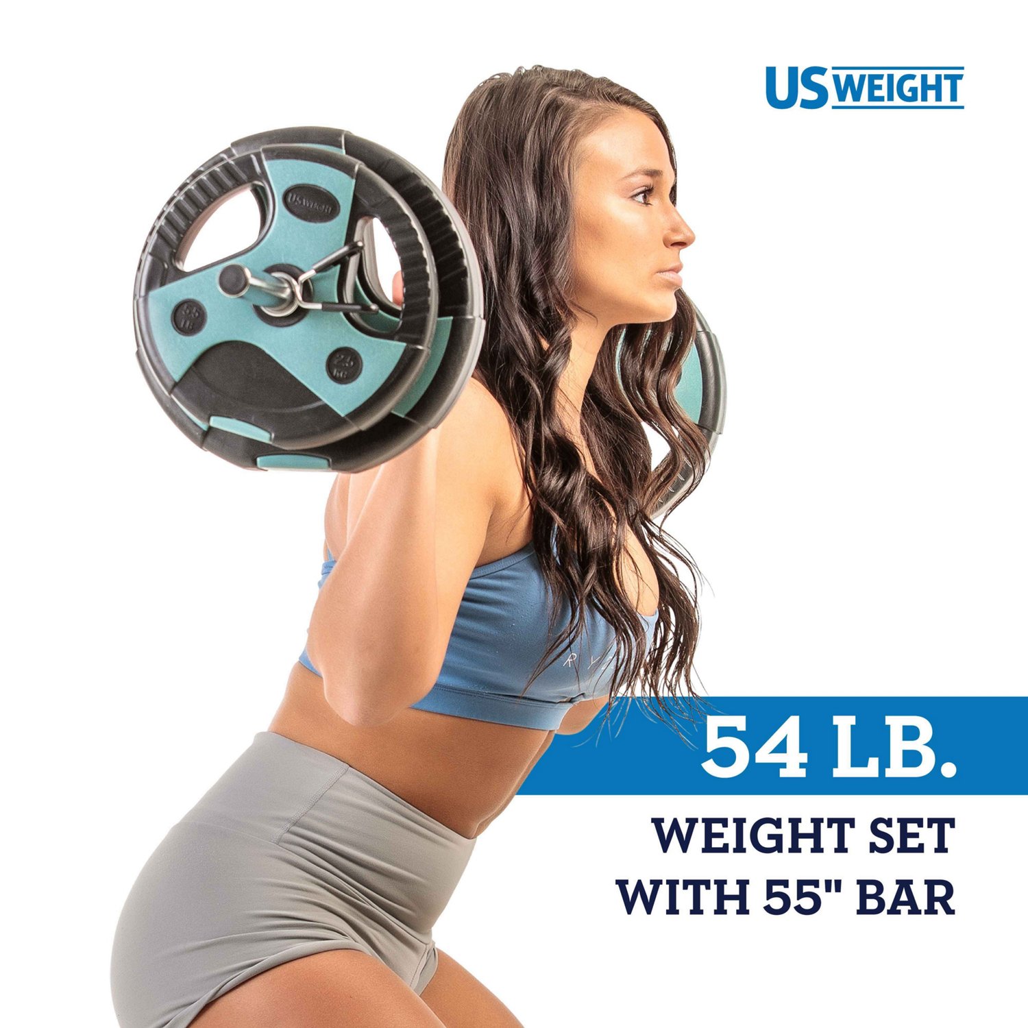 US Weight 54 lb Barbell Weight Set with 55 in Bar | Academy