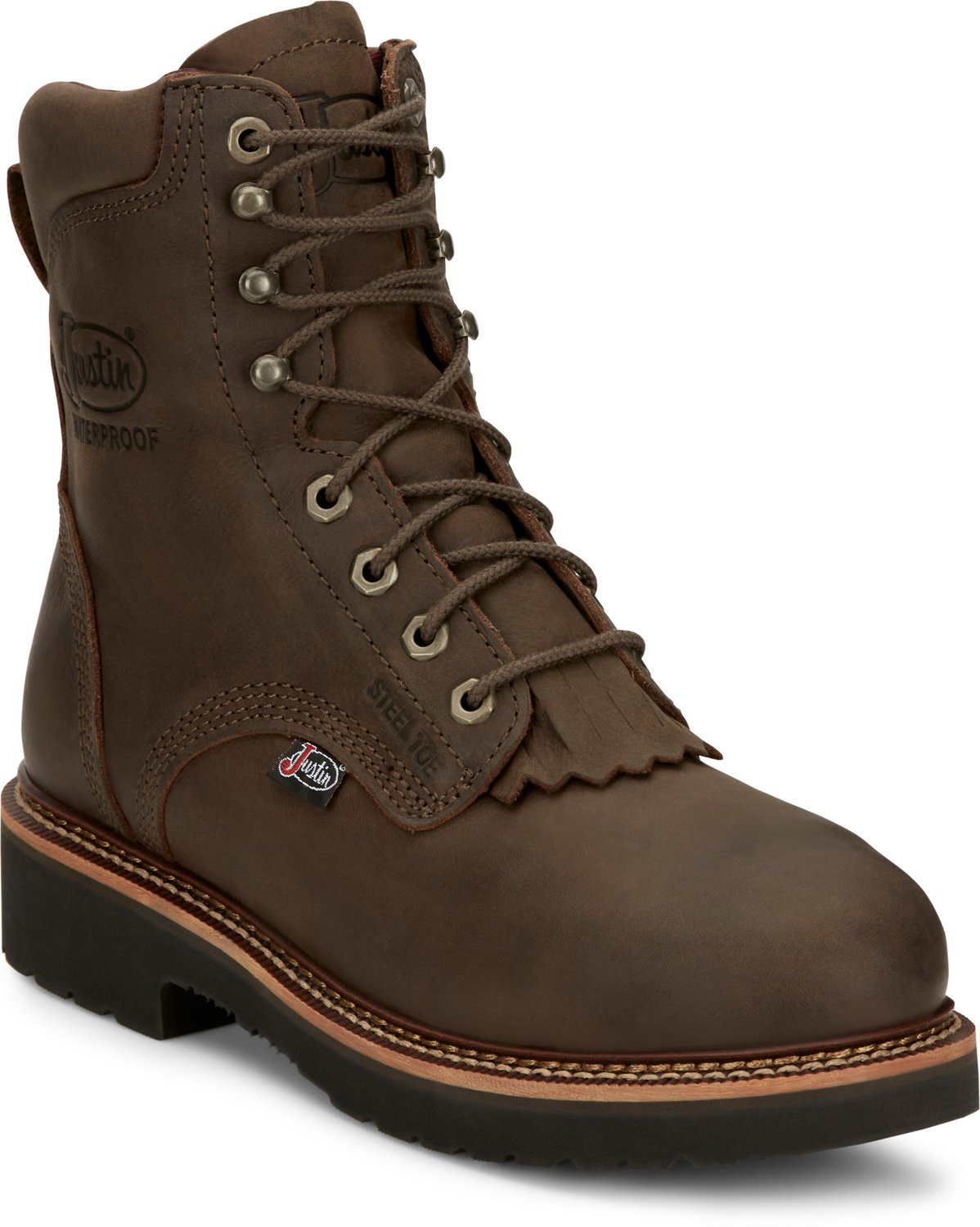Justin Men's 8 in Rivot Waterproof Steel Toe Lace-Up Work Boots | Academy