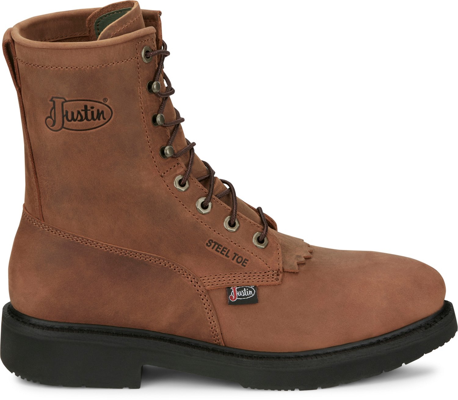Justin Originals Men's 8 in Livestock Steel Toe Lace-Up Work Boots ...