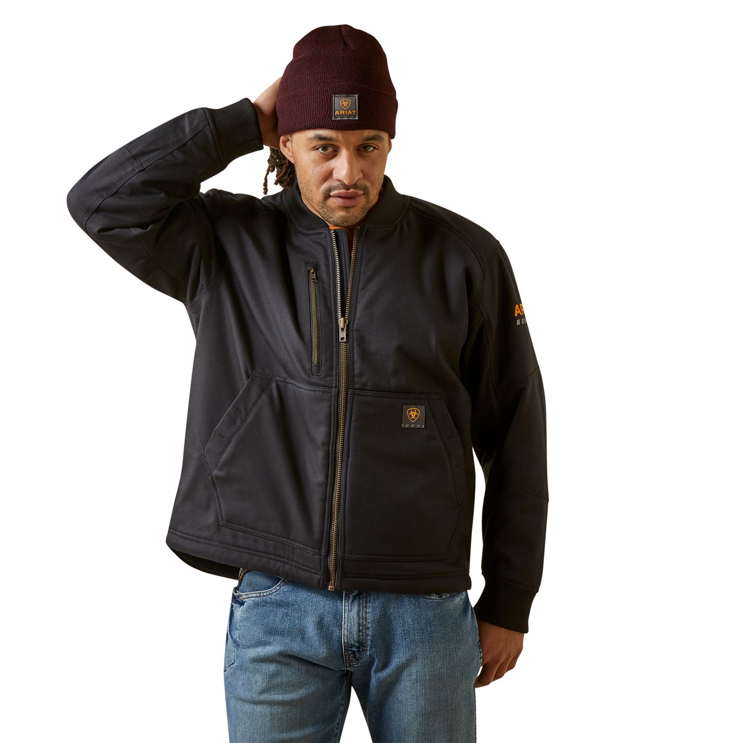 Ariat Mens Rebar Stretch Canvas Bomber Jacket Academy